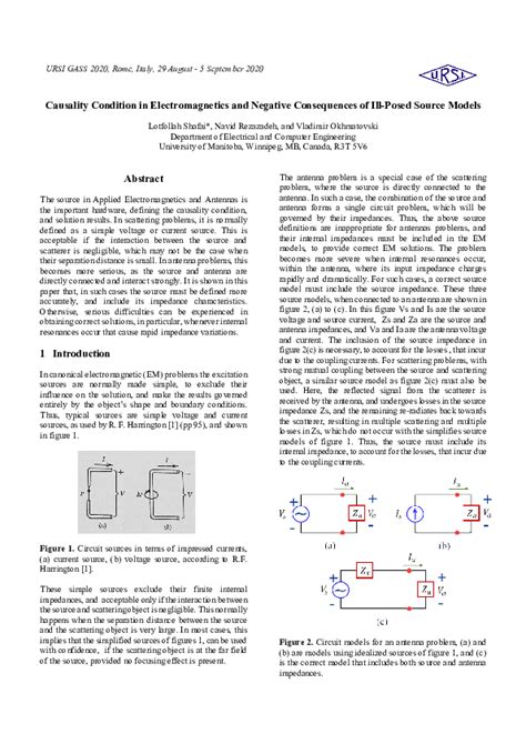 Pdf Causality Condition In Electromagnetics And Negative Consequences Of Ill Posed Source Models