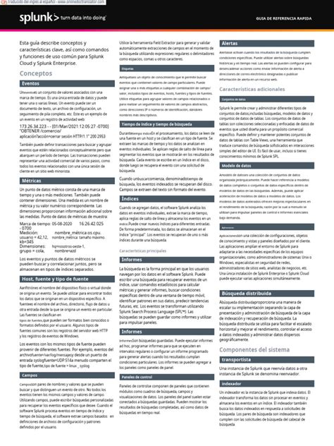 Splunk Quick Reference Guideenes Pdf Software De La Aplicacion Software