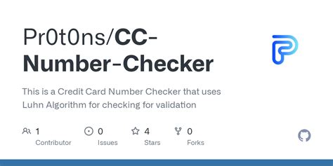 Github Pr0t0nscc Number Checker This Is A Credit Card Number Checker That Uses Luhn