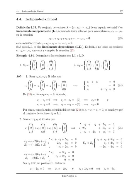 Dependencia Lineal Y Bases Pdf Base álgebra Lineal Espacio Vectorial