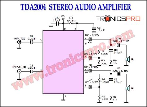 Tda2004 Stereo Audio Amplifier Circuit Diagram