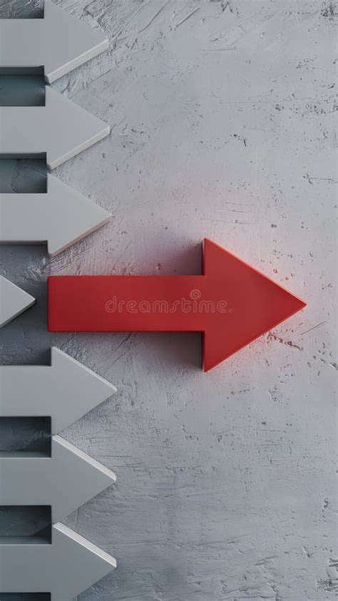 Gray Arrows Point Uniformly Distinct Red Arrow Opposes Direction Creating Contrast Stock