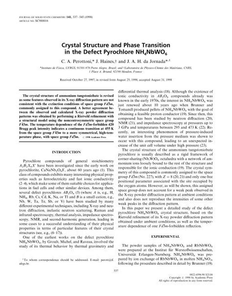 Crystal Structure And Phase Transition In The Defect Pyrochlore