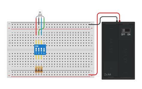 Circuit Design Exercício 1 Led Rgb Com Interruptor Tinkercad