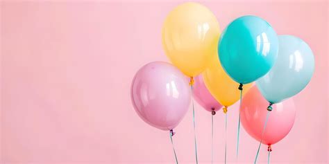 Colorful Helium Balloons Add A Festive Touch Against A Pastel Pink