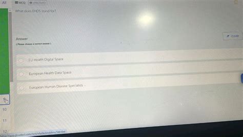 All MCQ O UNSOIVED What Does EHDS Stand For StudyX