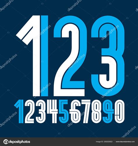 Modern Vector Bold Digits Funky Numerals Made White Lines Can Stock