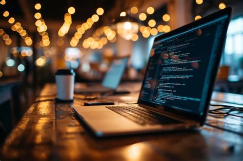 Programming Code In Laptop And Mobile Apps For Laptops Technology Used To Write Software And