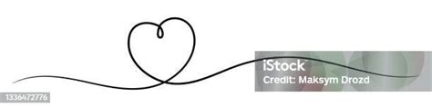 하나의 연속 라인에 의해 그려진 낙서 심장 프리핸드 낙서 그리기 카드 인쇄 인사말에 대한 사랑의 요소 흰색 배경에 격리된 플랫 벡터 선형 그림 검은색에 대한 스톡 벡터 아트