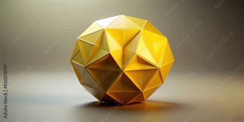 Geometric Abstract 3d Sphere With Yellow Triangular Facets Showcasing Modern Polygonal Design