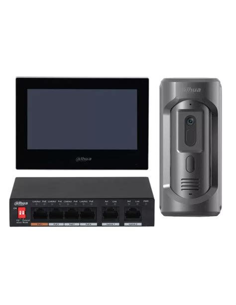 Dahua Intercom Kit Black 7 Inch Touch Screen Outdoor Station And 4 Port