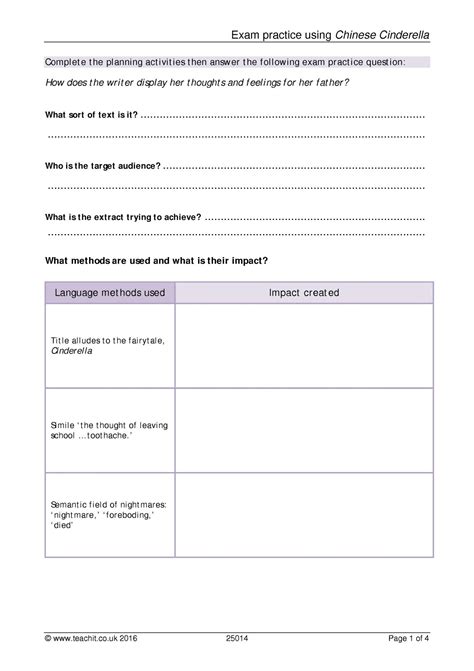 Exam Practice Planning Activity Edexcel Igcse Teachit