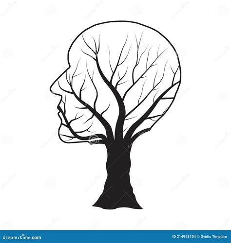Human Head Tree Vector Illustration Isolated On White Background Stock Vector Illustration Of