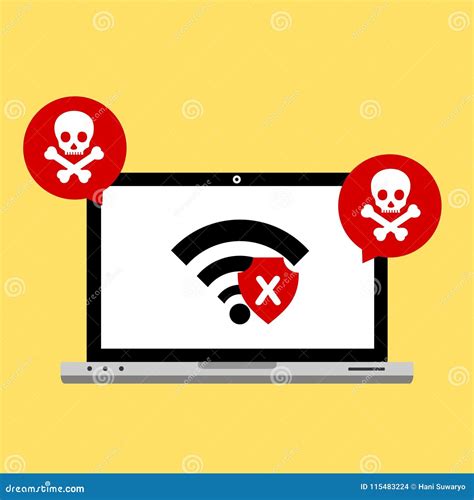 Alert Notification On Laptop Computer Vector Malware Concept Spam