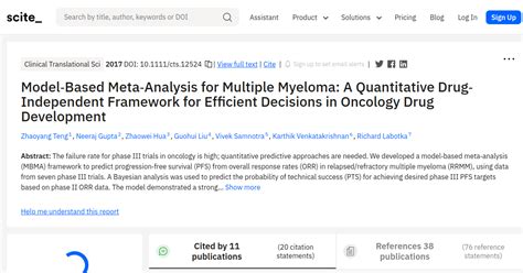 Model‐based Meta‐analysis For Multiple Myeloma A Quantitative Drug