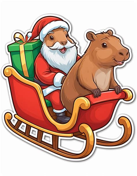 Stickers De Capibara En Navidad Para Imprimir