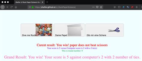 the odin project rock paper scissors game with simple ui