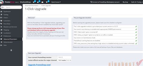 Hướng Dẫn Update Prestashop Vinahost