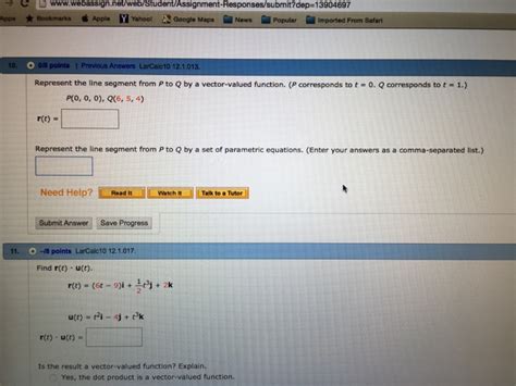 Solved Represent The Line Segment From P To By A