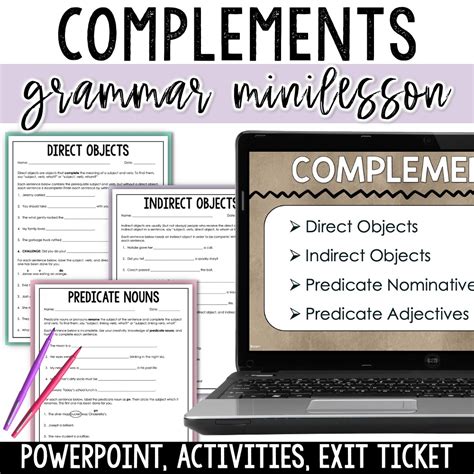 Teaching Subject Verb Complements A Complete Mini Lesson Worksheets Library
