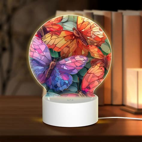 Daiia Colorful Butterfly Cluster Pattern Acrylic Night Light Led Touch
