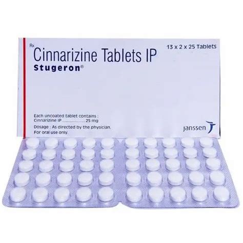 Cinnarizine Tablets Ip 25 Mg Packaging Type Blister Packaging Size