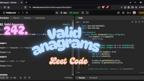 Leet Code Q242valid Anagrams Youtube