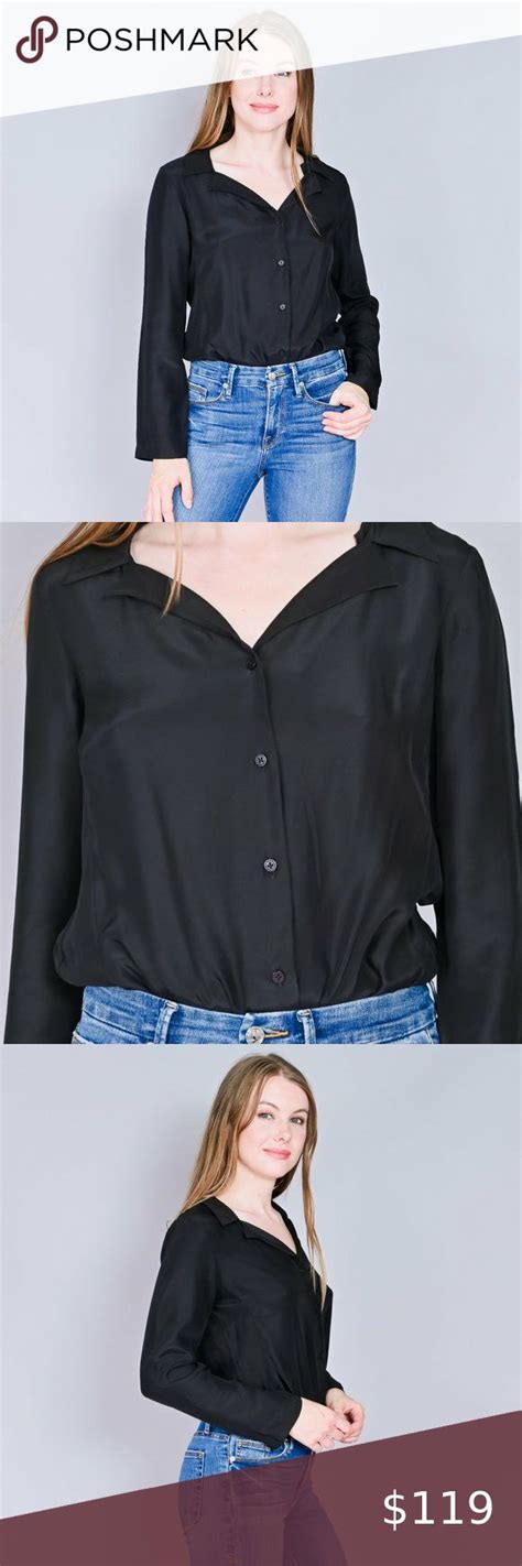 Amanda Uprichard Black Silk Blouse Bodysuit Bodysuit Blouse Black