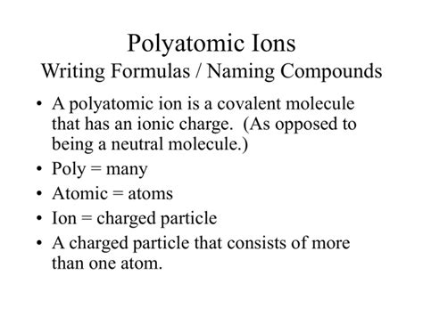 Polyatomic Ions Formulas And Naming Compounds