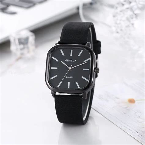 Часы наручные кварцевые с квадратным циферблатом для мужчин и женщин модные простые
