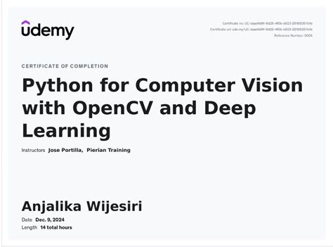 Computervision Deeplearning Opencv Machinelearning Python Udemy Anjalika Wijesiri 13