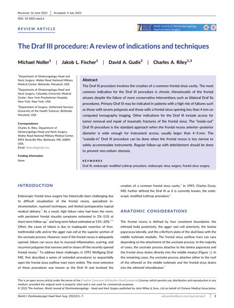 Pdf The Draf Iii Procedure A Review Of Indications And Techniques