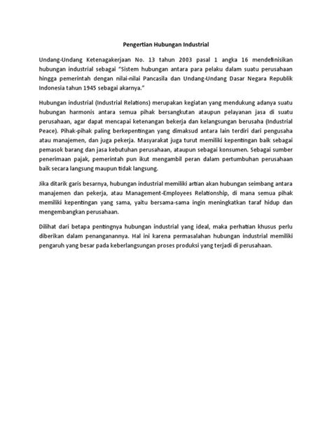 Hubungan Industrial Penerapan Dan Pentingnya Kerjasama Pdf