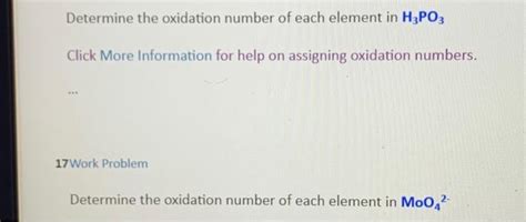Solved Determine The Oxidation Number Of Each Element In Chegg Com
