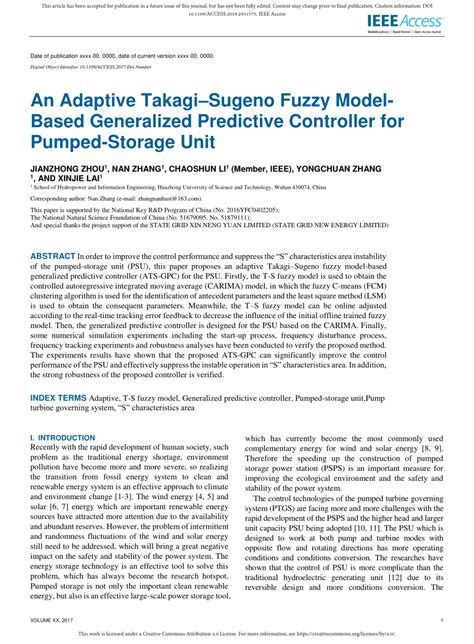 Pdf An Adaptive Takagisugeno Fuzzy Model Based Generalized Predictive Controller For Pumped