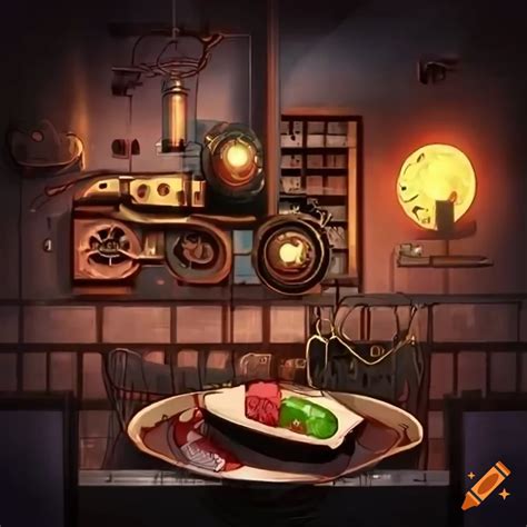 Steampunk Themed Steakhouse Restaurant Key Anime Visual