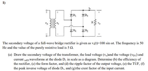Solved 1 AD AD AD AD The Secondary Voltage Of A Full Wave Chegg Com