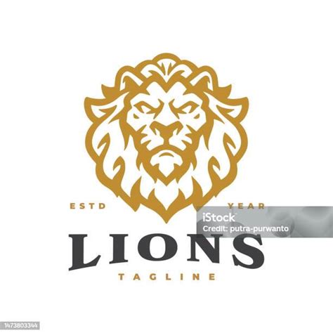 빈티지 힙스터 사자 머리 엠블럼 로고 디자인 라이온 헤드 라인 아트 벡터 아이콘 갈기에 대한 스톡 벡터 아트 및 기타 이미지 갈기 고양잇과 금색 Istock