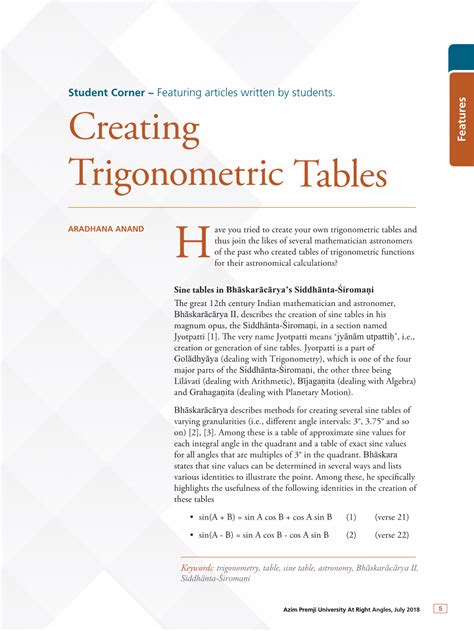 Creating Trigonometric Tables Docslib