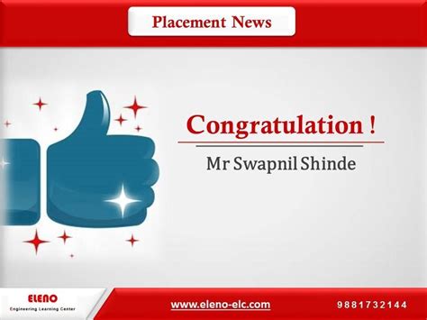 Eleno Engineering Learning Center On Linkedin Eleno Placement News Mr Swapnil Shinde