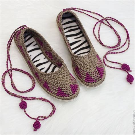 Балетки Малинка в шоколаде Вязаная крючком обувь Связанные крючком сандалии Связанные