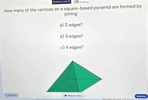 Solved Bookwork Code 18 How Many Of The Vertices On A Square Based