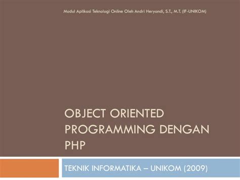 PDF Object Oriented Programming Dengan Php DOKUMEN TIPS
