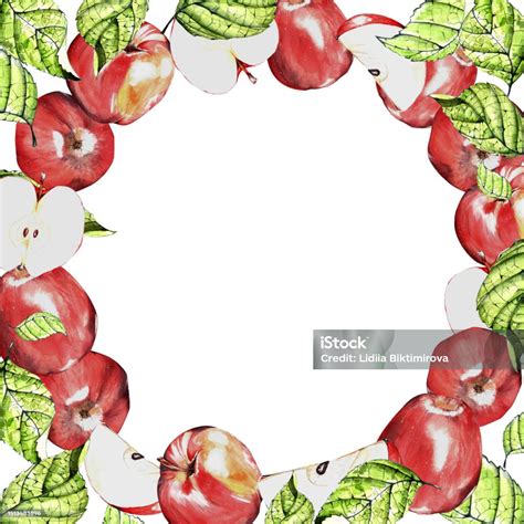 수채화 세트 빨갛고 육즙이 많고 잘 익은 사과 엽서 패키지 디자인 가을에 대한 스톡 벡터 아트 및 기타 이미지 가을 건강한 식생활 과일 Istock