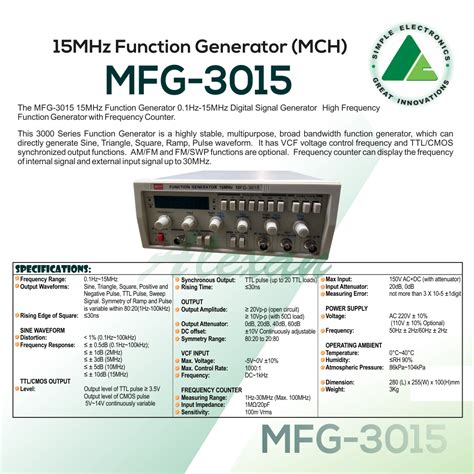 Mfg 3015 15mhz Function Generator Mch Alexan