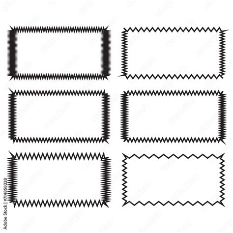 Zigzag Edge Hollow Rounded Rectangle Shapes A Group Of 6 Rectangular Shapes With Round Corners