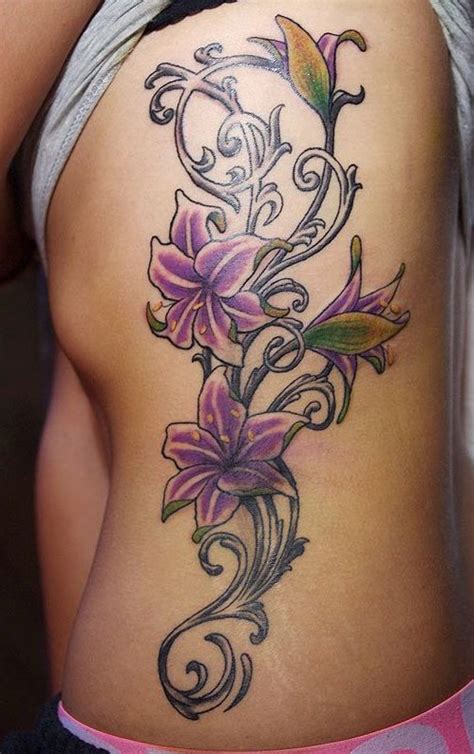 Tatuaje Flores Lirios Violeta Tatuajes Para Mujeres