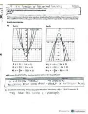 Exploring Families Of Polynomial Functions Equations And Graphs Course Hero