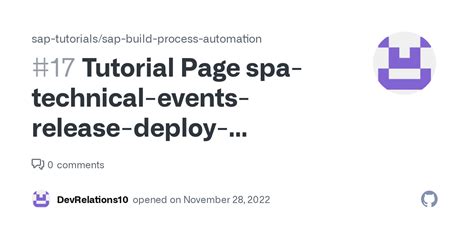 Tutorial Page Spa Technical Events Release Deploy Automationmd Issue