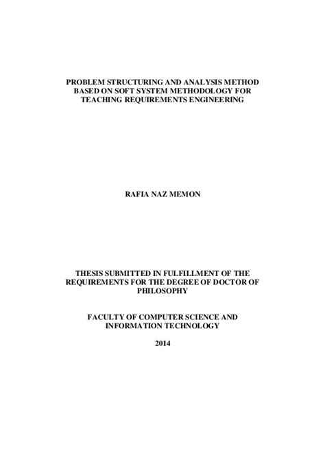 Pdf Problem Structuring And Analysis Method Based On Soft System